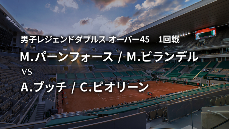 全仏オープンテニス2019【ダブルス】 男子レジェンドオーバー45 1回戦 Mパーンフォース Mビランデル Vs Aブッチ C