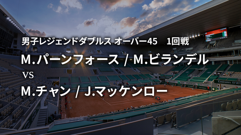全仏オープンテニス2019【ダブルス】 男子レジェンドオーバー45 1回戦 Mパーンフォース Mビランデル Vs Mチャン J