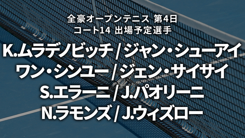全豪オープンテニス 第4日 コート14 | WOWOWオンデマンドで見る