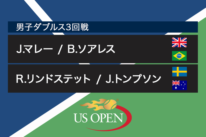 全米オープンテニス2017【ダブルス】 男子3回戦 Jマレー Bソアレス Vs Rリンドステット Jトンプソン Wowow
