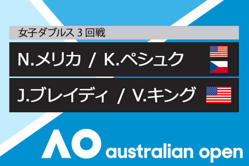 全豪オープンテニス2018【ダブルス】 女子3回戦 Nメリカ Kペシュク Vs Jブレイディ Vキング Wowowオンデマンドで見る