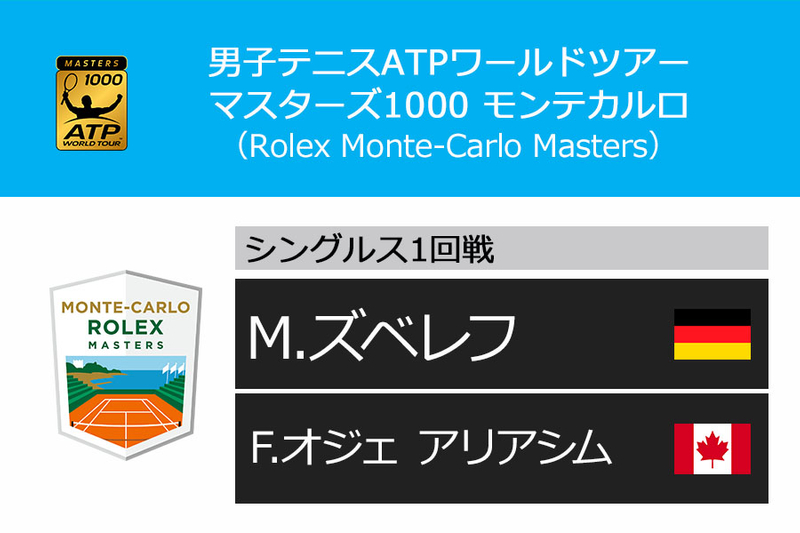 男子テニスatpワールドツアー2018 マスターズ1000 モンテカルロ シングルス1回戦 Mズベレフ Vs Fオジェ アリアシム