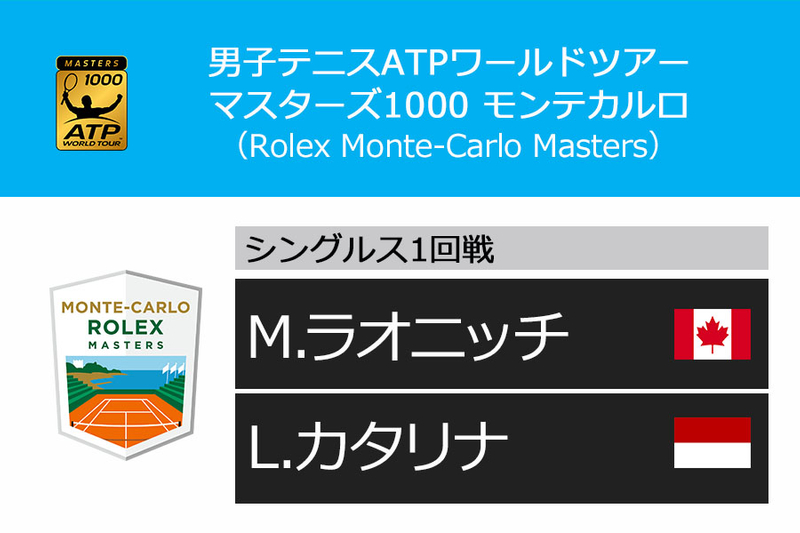 男子テニスatpワールドツアー2018 マスターズ1000 モンテカルロ シングルス1回戦 Mラオニッチ Vs Lカタリナ Wowow