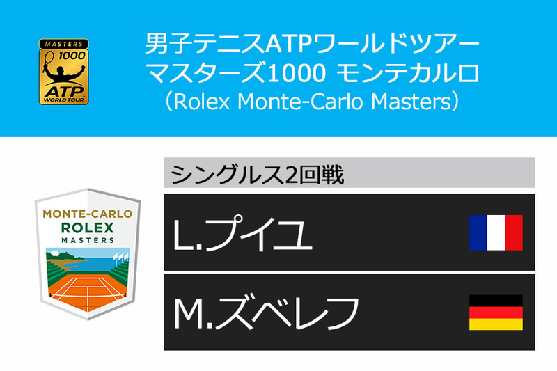 男子テニスatpワールドツアー2018 マスターズ1000 モンテカルロ シングルス2回戦 Lプイユ Vs Mズベレフ Wowow