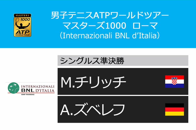 男子テニスatpワールドツアー2018 マスターズ1000 ローマ シングルス準決勝 Mチリッチ Vs Aズベレフ Wowow