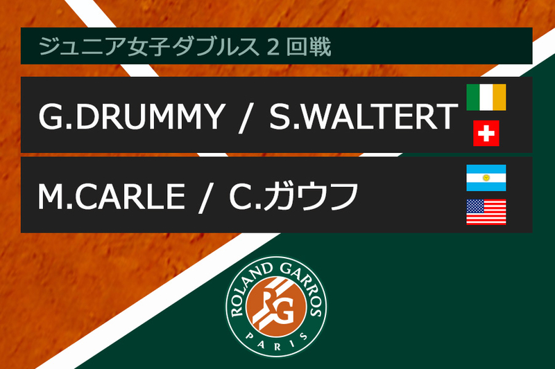 全仏オープンテニス2018【ダブルス】 ジュニア女子2回戦 G.DRUMMY / S.WALTERT vs M.CARLE / C.ガウフ ...