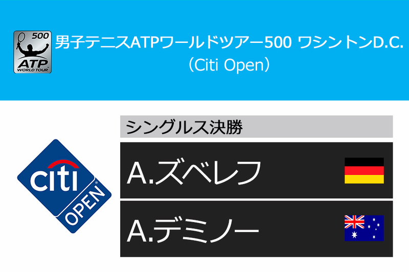 男子テニスatpワールドツアー2018 500 ワシントンdc シングルス決勝 Aズベレフ Vs Aデミノー Wowowオンデマンドで見る