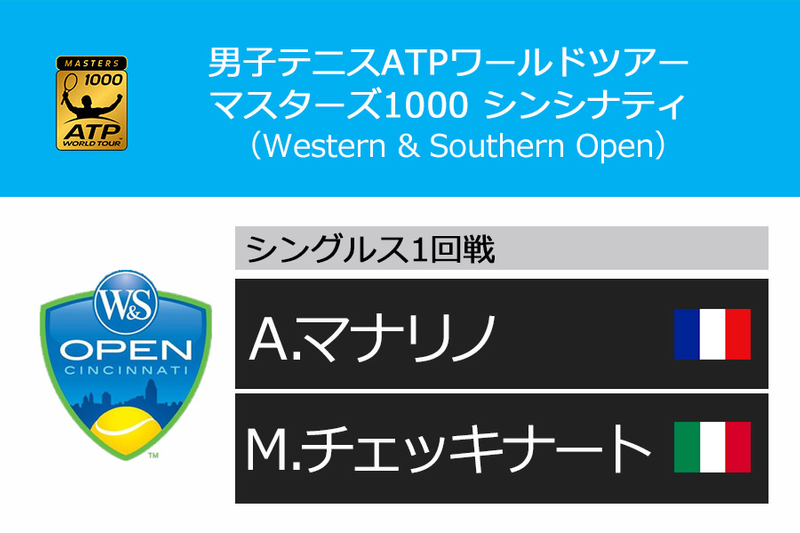 男子テニスatpワールドツアー2018 マスターズ1000 シンシナティ シングルス1回戦 Aマナリノ Vs Mチェッキナート
