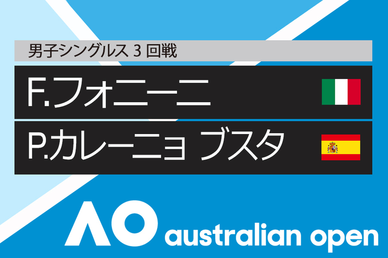 全豪オープンテニス2019【男子】 3回戦 Fフォニーニ Vs Pカレーニョ ブスタ Wowowオンデマンドで見る