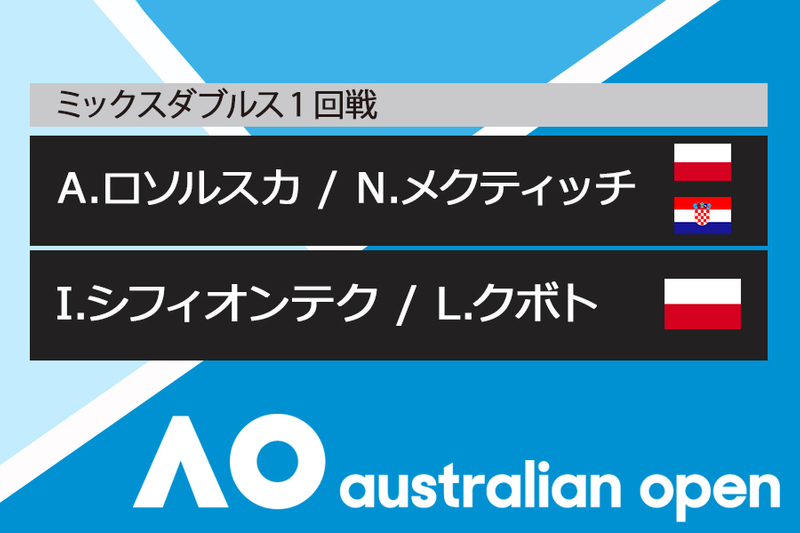 全豪オープンテニス2019【ダブルス】 ミックス1回戦 Aロソルスカ Nメクティッチ Vs Iシフィオンテク Lクボト