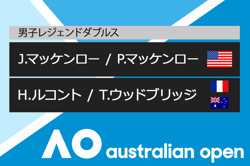 全豪オープンテニス2019【ダブルス】 男子レジェンド Jマッケンロー Pマッケンロー Vs Hルコント Tウッドブリッジ