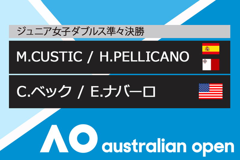 全豪オープンテニス2019【ダブルス】 ジュニア女子準々決勝 Mcustic Hpellicano Vs Cベック Eナバーロ