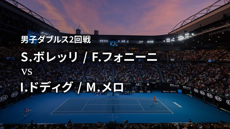 全豪オープンテニス2022【ダブルス】 男子2回戦 Sボレッリ Fフォニーニ Vs Iドディグ Mメロ Wowow