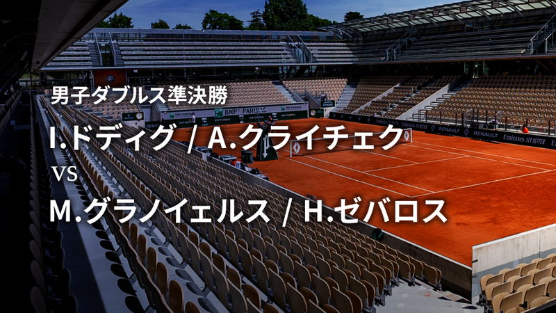 全仏オープンテニス2022 男子準決勝 Iドディグ Aクライチェク Vs Mグラノイェルス Hゼバロス Wowow