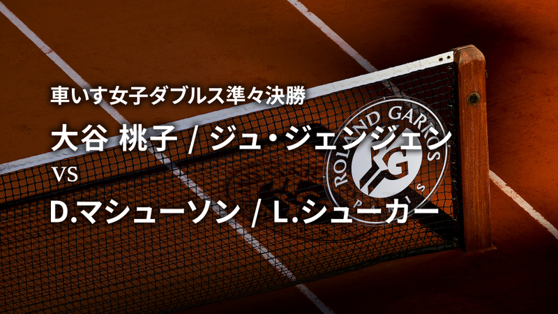 全仏オープンテニス2022【車いす】 女子ダブルス準々決勝 大谷 桃子 ジュ・ジェンジェン Vs Dマシューソン Lシューカー