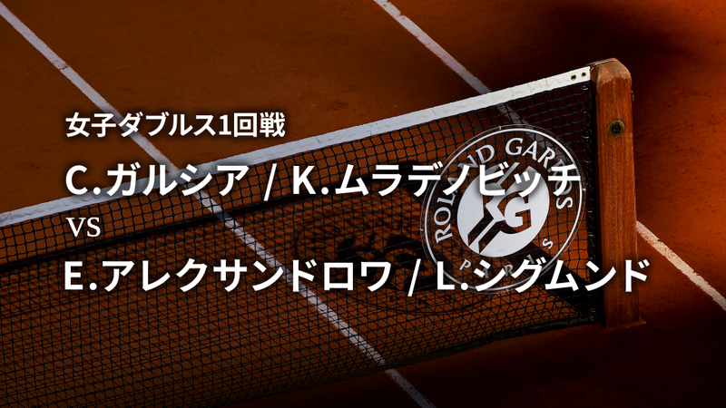 全仏オープンテニス2022 女子1回戦 Cガルシア Kムラデノビッチ Vs Eアレクサンドロワ Lシグムンド Wowow