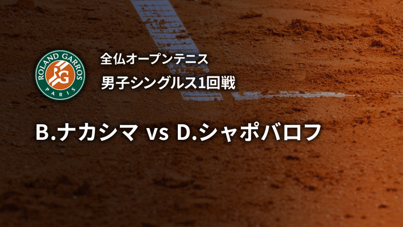 全仏オープンテニス2023【男子】 男子シングルス1回戦 Bナカシマusa Vs Dシャポバロフcan Wowowオンデマンドで見る