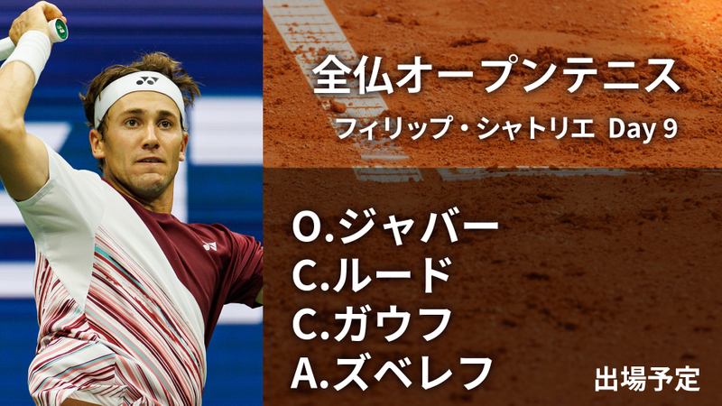 全仏オープンテニス2023 第9日 フィリップ・シャトリエ Wowowオンデマンドで見る