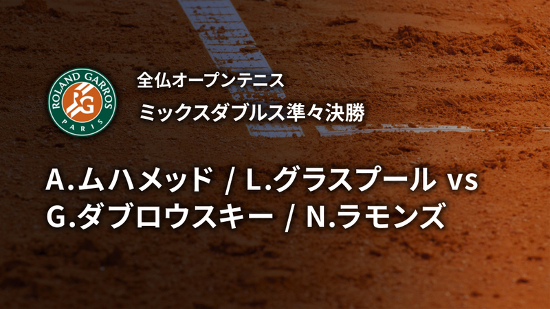 全仏オープンテニス2023【ダブルス】 ミックスダブルス準々決勝 Aムハメッドusa Lグラスプールgbr Vs Gダブロウ