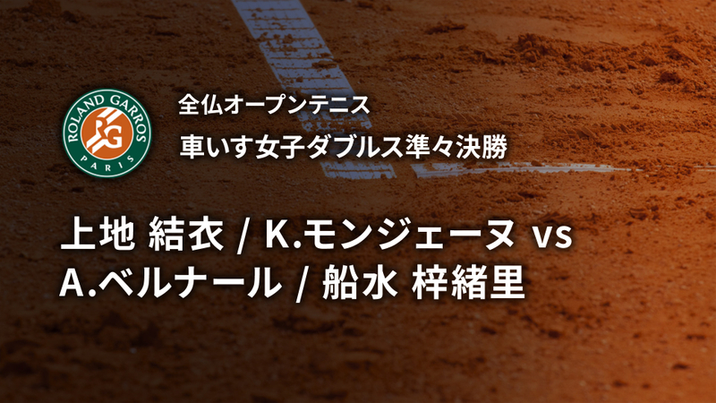 全仏オープンテニス2023【車いす】 車いす女子ダブルス準々決勝 上地 結衣jpn Kモンジェーヌrsa Vs Aベルナール