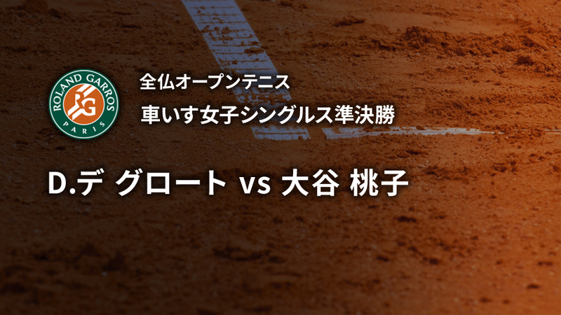 全仏オープンテニス2023【車いす】 車いす女子シングルス準決勝 Dデ グロートned Vs 大谷 桃子jpn Wowow