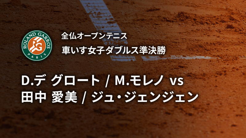 全仏オープンテニス2023【車いす】 車いす女子ダブルス準決勝 Dデ グロートned Mモレノarg Vs 田中 愛美jpn
