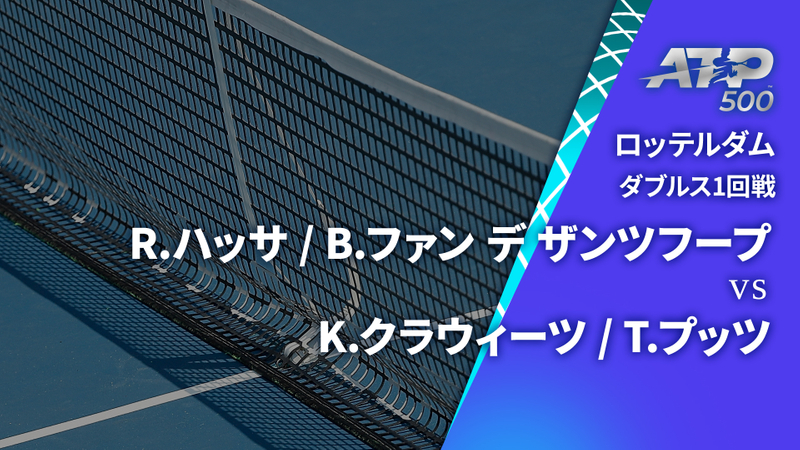 男子テニスatpツアー2024 500 ロッテルダム ダブルス1回戦 Rハッサned Bファン デ ザンツフープned Vs