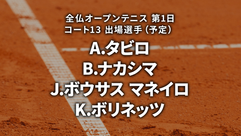 全仏オープンテニス2024 第1日 コート13 | WOWOWオンデマンドで見る
