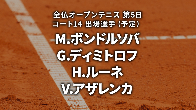 全仏オープンテニス2024 第5日 コート14 Wowowオンデマンドで見る
