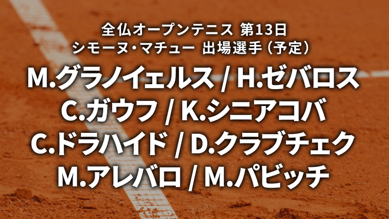 全仏オープンテニス2024 第13日 シモーヌ・マチュー Wowowオンデマンドで見る