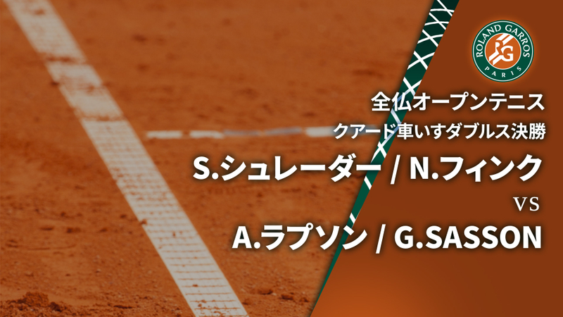 全仏オープンテニス2024【車いす】 車いすダブルス決勝 クアード Sシュレーダーned Nフィンクned Vs Aラプソン